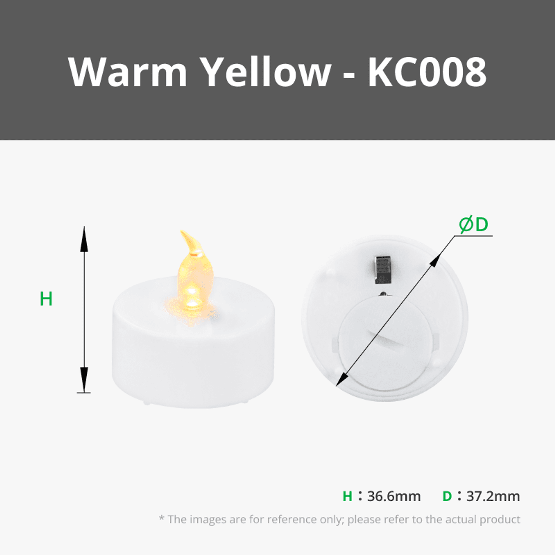 D37.2x36.6mm LED Flame Tea Light Candle Set (12pcs) | Bambu Lab UK Store