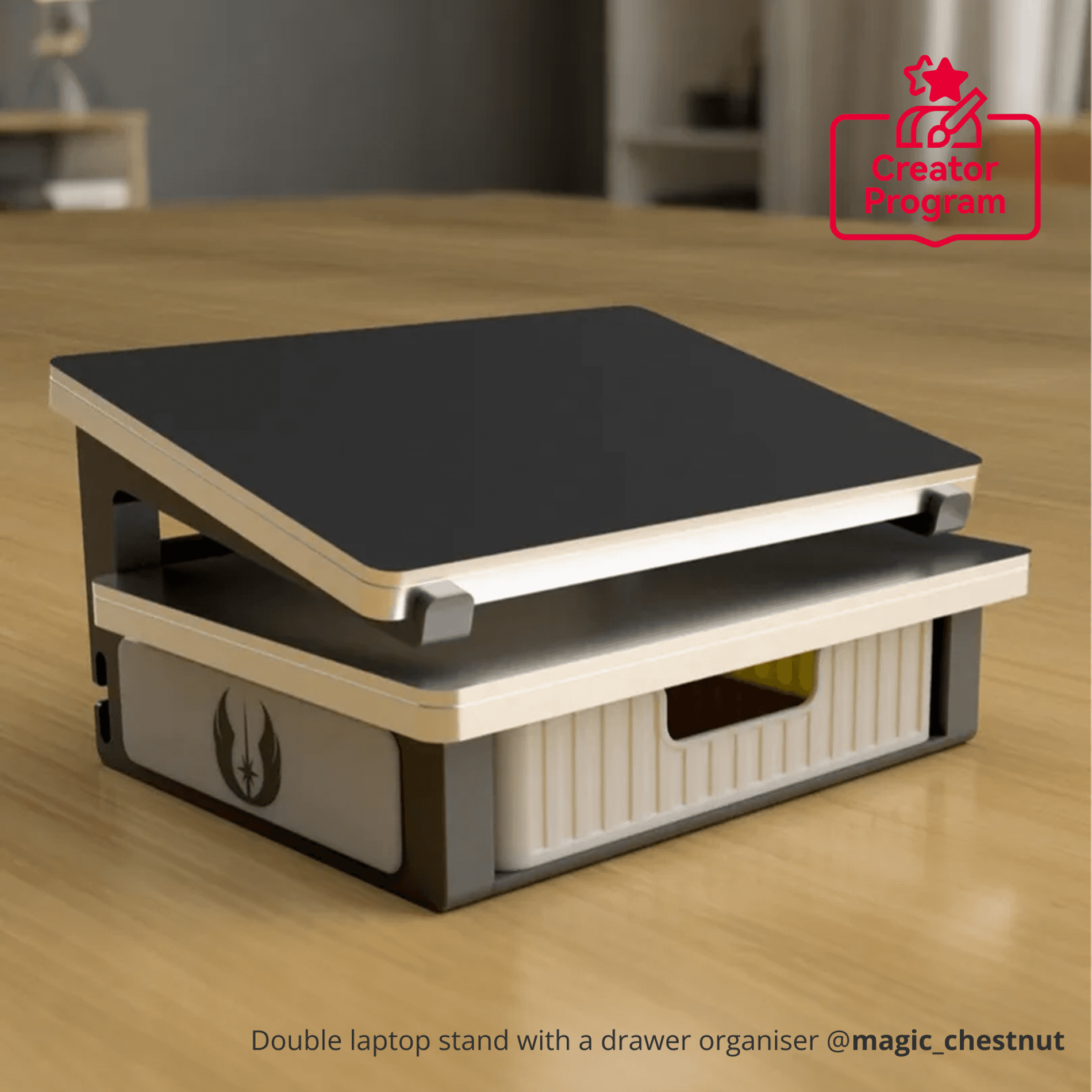 Double laptop stand with a drawer organiser | Bambu Lab AU Store