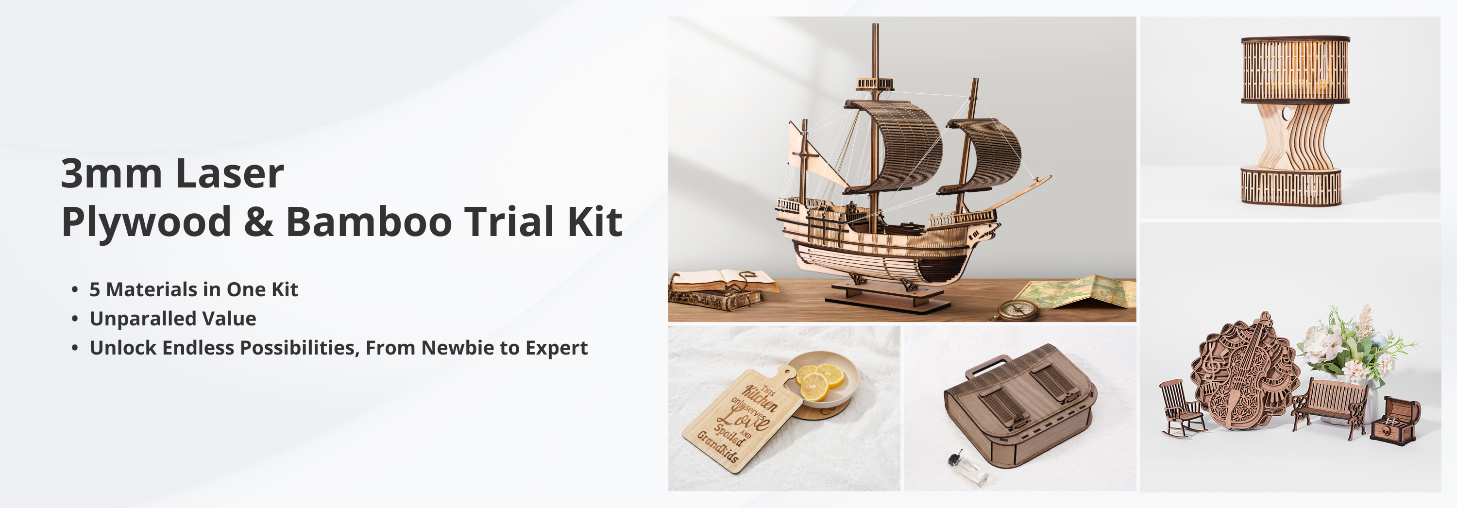 3mm Laser Plywood & Bamboo Trial Kit (30pcs) | Bambu Lab Store EU