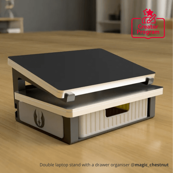 Double laptop stand with a drawer organiser | Bambu Lab US Store