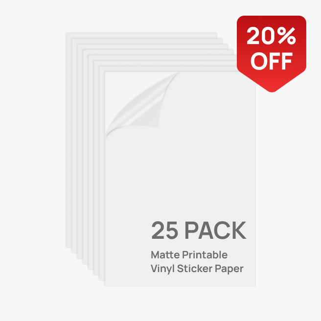 White Matte Printable Vinyl Sticker Paper (25PCS) | Bambu Lab US Store