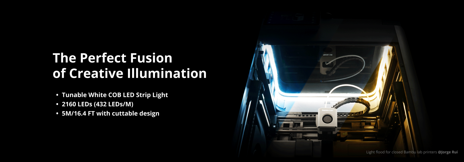 White CCT Tunable COB LED Strip Light Combo Kit | Bambu Lab US Store